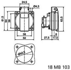 Zásuvka vestavná Bals 71118 230V IP54 s víčkem modrá