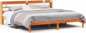 Rám postele s čelem voskově hnědý 200x200 cm masivní borovice 3306563