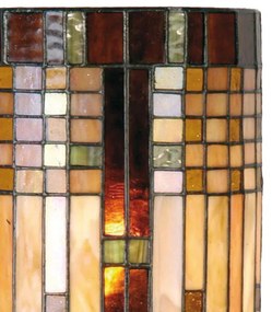 Nástěnná lampa Tiffany Hedy béžovo hnědá art deco ve tvaru válce – 20x11x36 cm