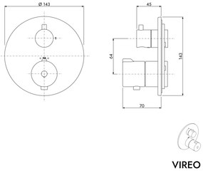 Podomítková termostatická armatura VIREO1 spotřebič - funkce HeatGuard - Ø 14,3 cm