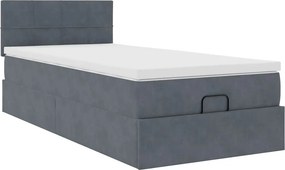 Osmanský rám postele s matrací tmavě šedá 100x200cm samet 3312603