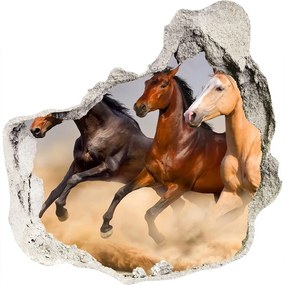 Wallmuralia Díra 3D foto tapeta nálepka Koně ve cvalu 75x75 cm