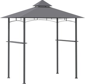 Grilovací altán Outsunny Zahradní stan s policemi Ohniodolná dvojitá střecha Šedý 245 x 148 x 252 cm | Aosom