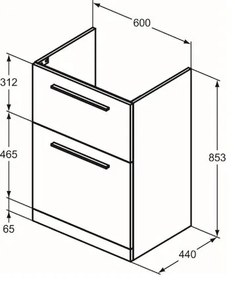 Ideal Standard i.Life A Skříňka pod nábytkové umyvadlo 60 cm, uhlově šedá matná T5273NV