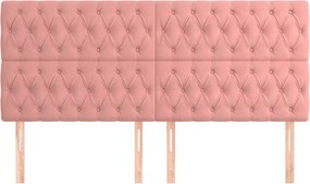 Čelo postele růžové 180x7x118/128 cm sametové 3116733