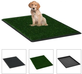 Toalety pro psy 2 ks s nádobou a umělou trávou zelené 76x51x3cm 170770