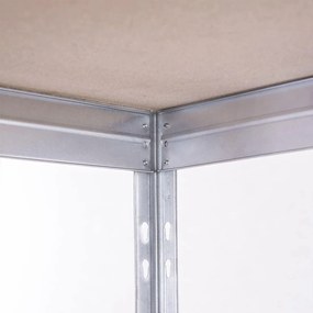 Bezšroubový kovový regál RIVET, 180x150x45 cm, 4x HDF police, zinek