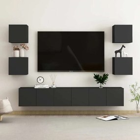vidaXL 7dílný set TV skříněk kompozitní dřevo [3079291] Barva: Černá