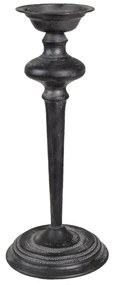 Kovový černý svícen s patinou Dianna - Ø 16*38 cm