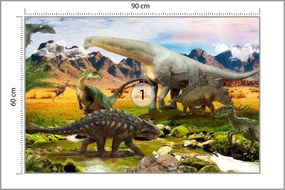 Fototapeta Realističtí Dinosauři U Řeky Hladký vinyl 416x254