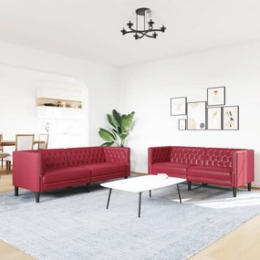 2dílná sedací souprava Chesterfield vínová umělá kůže 3209278