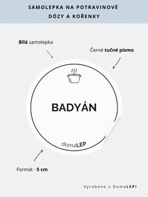 Samolepka na kořenky BADYÁN bílá 5 cm tučné písmo