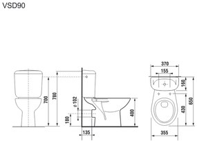 Mereo Mereo, WC kombi, zadní odpad s armaturou, VSD90 (H8602760007871)
