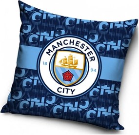 Velurový polštář Manchester City FC - motiv Letters - 40 x 40 cm