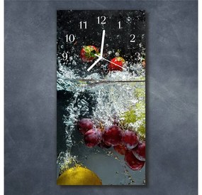 Nástěnné hodiny obrazové na skle - Ovoce ve vodě I