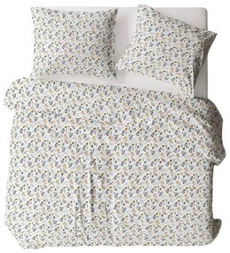 KARO Flanelové povlečení 140x200 613N bílé vícebarevné květinové Flanel Comfort button-down