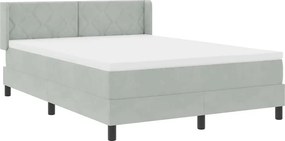 Postel s boxspringem s čelo Světle šedá 200 x 140 cm samet 3341522
