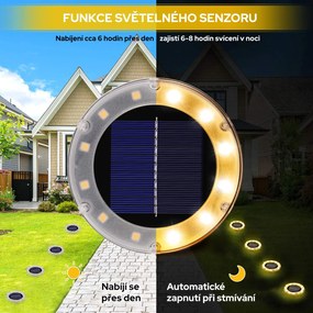 Bezdoteku LEDsolar venkovní světlo k zapíchnutí do země ABS 4 ks, 12 LED, bezdrátové, iPRO, 1W, teplá barva
