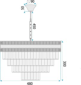 Toolight Toolight, závěsné svítidlo 50cm, 7xE14, G048-CP, zlatá, OSW-08942