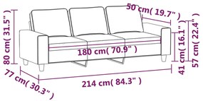 3místná pohovka hnědá 180 cm textil - Default Title