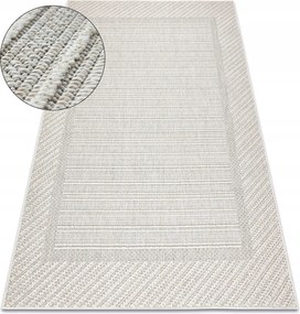 Koberec Plochý Tkaný Jersey Rámeček šedý sisal outdoor smyčka 180x270 cm