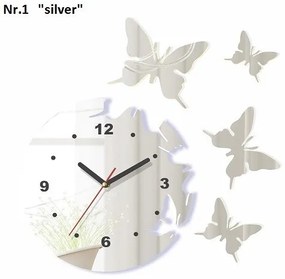 Dekorační nástěnné hodiny létající motýly Oranžová