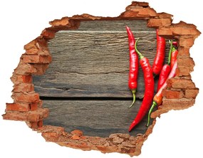 Wallmuralia Nálepka 3D díra samolepící Chilli papričky 90x70 cm