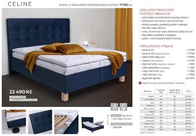 Čalouněná postel CELINE 160 nebo 180x200 cm, český výrobek