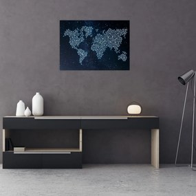 Skleněný obraz - Hvězdná mapa světa (70x50 cm)