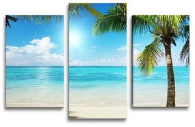 Sablio Obraz - 3-dílný Pláž s palmami - 75x50 cm