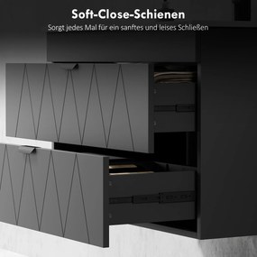 HOMCOM Skříňka pod umyvadlo závěsná skříňka s keramickým umyvadlem zásuvky se soft-close černá