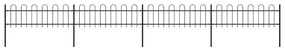 Zahradní plot s obloukem nahoře ocelový 671 x 60 cm černý 277641