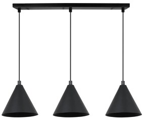 Závěsné svítidlo Soho, 3x černé kovové stínítko, (fi 14cm)
