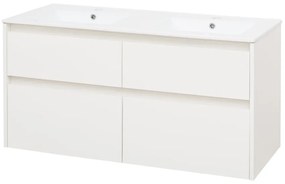 Mereo Mereo, Opto, koupelnová skříňka s keramickým umyvadlem 121 cm, bílá, dub, bílá/dub, černá, CN913