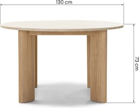 Jídelní stůl Rimley 130 cm z masivu jasan/travertin