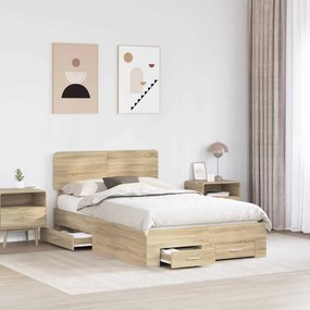 Rám postele s čelo Sonoma dub 135 x 190 cm Kompozitní dřevo 3412384