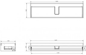 Mexen Box-A, závěsná skříňka 160 cm, 1 zásuvka, ořech, 91AX0-1600-235-1-86