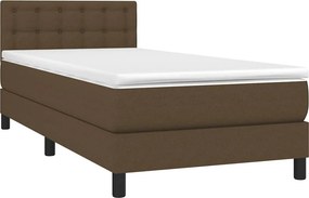 Box spring postel s matrací a LED tmavě hnědá 100x200 cm textil 3133456