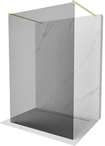 Mexen Kioto, sprchová zástěna Walk-In 100 x 200 cm, 8mm šedé sklo, zlatý matný profil, 800-100-002-55-40