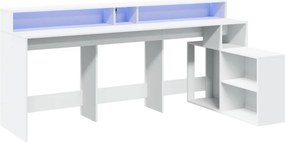 Psací stůl s LED světly bílý 200 x 104 x 91 cm kompozitní dřevo 3309465