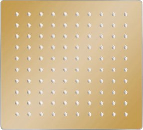 Dešťová sprchová hlavice nerezová ocel 20x20 cm čtvercová zlatá 147708
