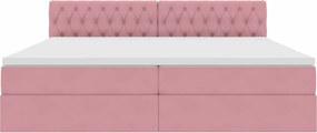 Postel s úložným prostorem s čelo Růžová 200 x 200 cm samet 3370844