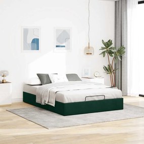 Osmanský rám postele bez matrací tmavě zelená 140x190 cm samet 3310964