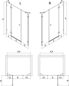 Mexen Lunar sprchové dveře výkyvné levé 160 cm, transparentní, chrom - 834S-160-050-01-00-L