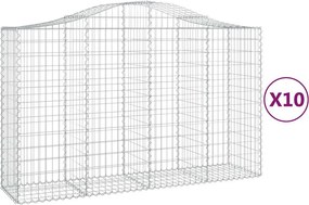Klenuté gabionové koše 10ks 200x50x120/140cm pozinkované železo 3145669