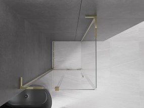 Mexen Velar L, sprchový kout s posuvnými dveřmi 110 x 110 cm, 8mm čiré sklo, zlatá lesklá, 871-110-110-03-50