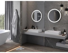 Mexen Oro, kulaté LED podsvícené koupelnové zrcadlo 60 cm, 6000K, topná podložka proti zamlžování, 9824-060-060-611-00