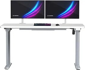 ULTRADESK QUEST šedá-bílá / Herní stůl / 140 × 70 cm / elektricky nast