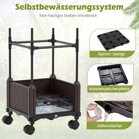 Costway Mříž s květinovým truhlíkem na kolečkách, výškově nastavitelný zahradní