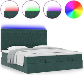 Osmanský rám postele s matrací tmavě zelená 200x200cm samet 3314648
